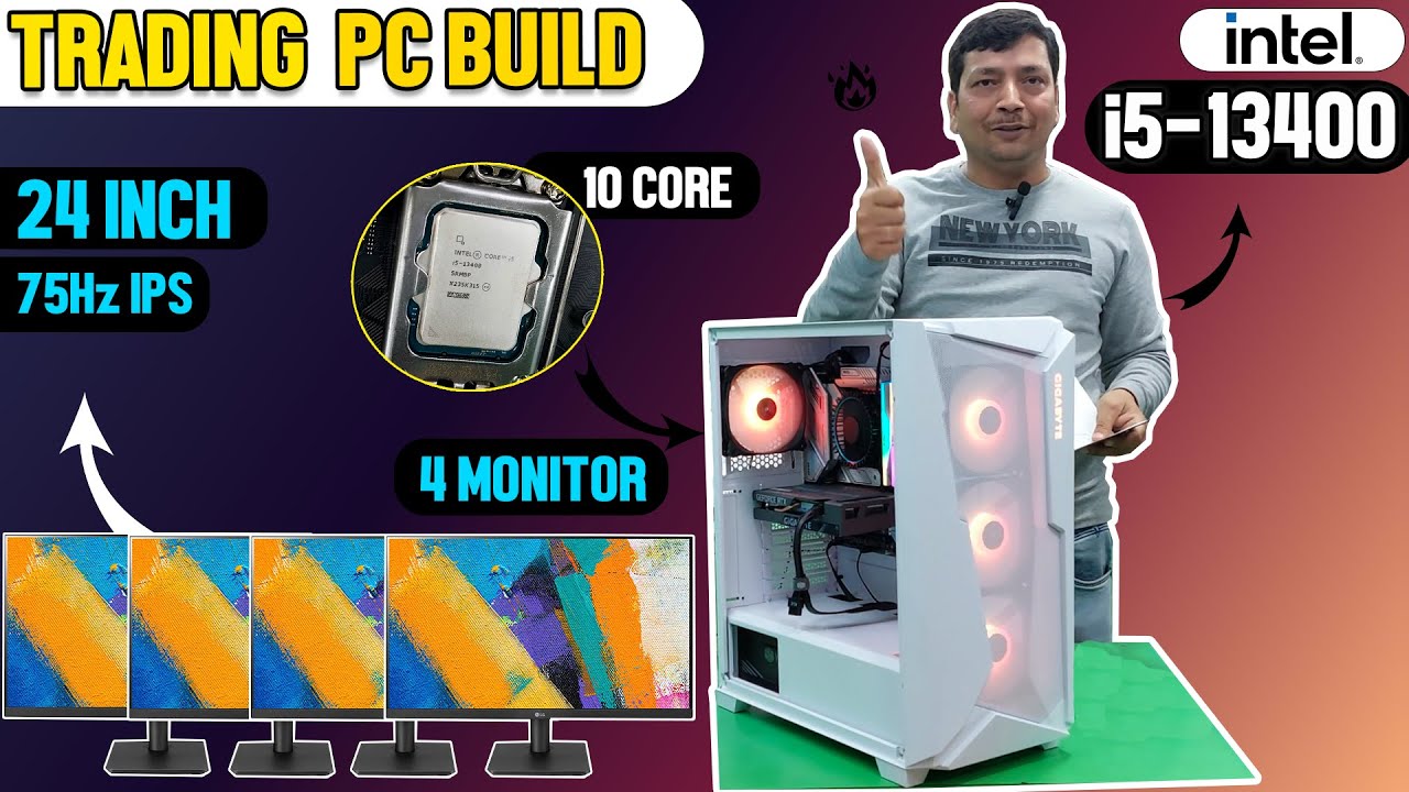 Trading PC Build | i5 -13400 | With 4 24inch Monitor | PC Setup India ...