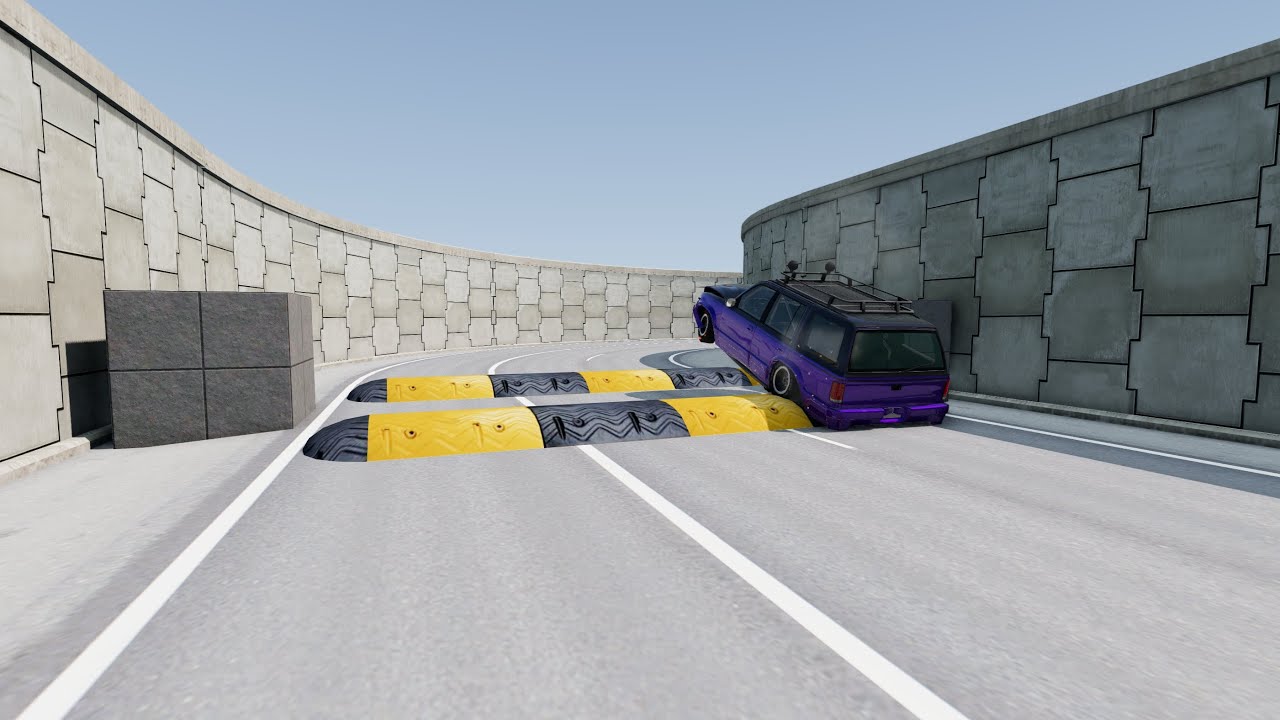 Cars vs turning speed bump-BeamNG.drive - YouTube