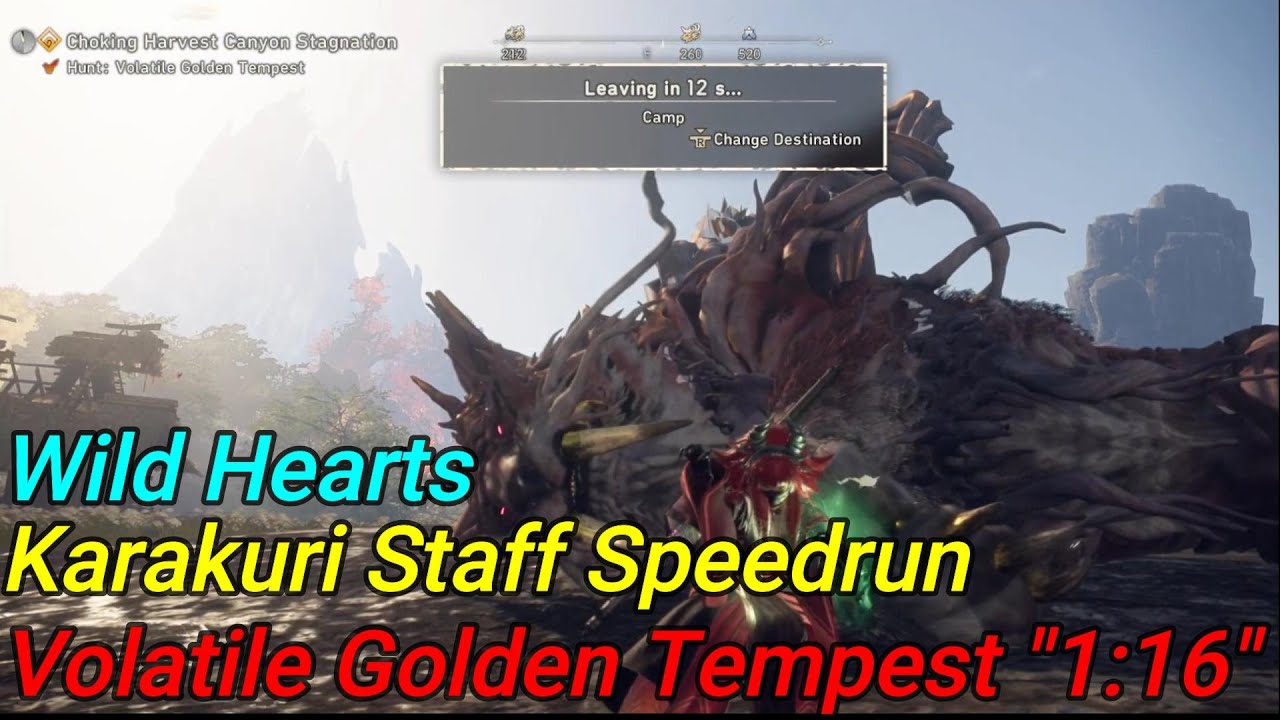 🎮Wild Hearts 😛Karakuri staff Speedrun 😱Hunt: Volatile Golden Tempest "1 ...
