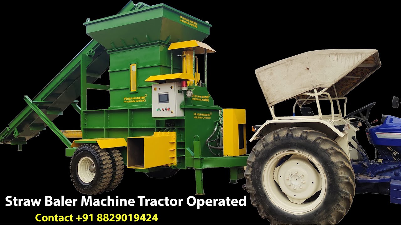 Tractor Operated Wheat Straw Baler Machine in India | Mobile Straw ...