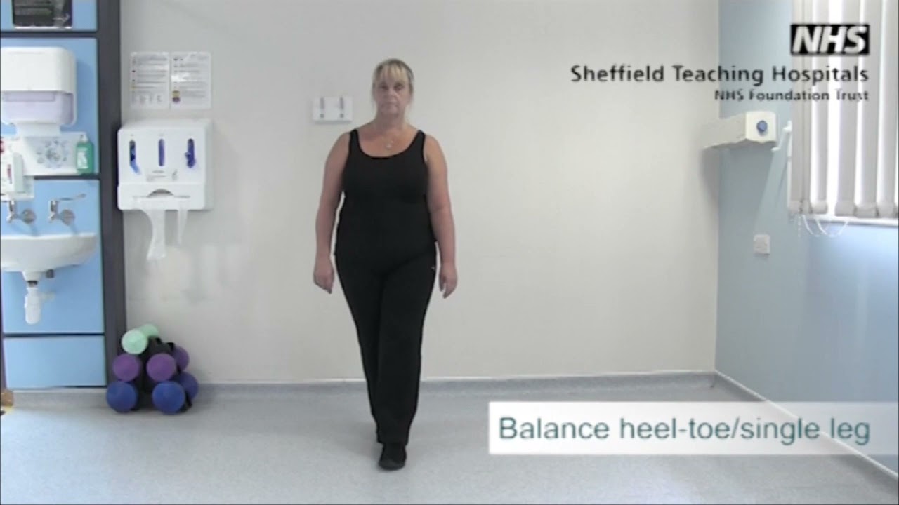 Spinal rehabilitation exercises Balance heel to toe single leg - YouTube
