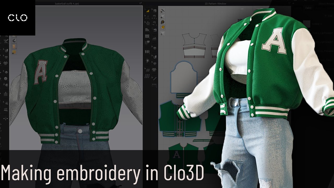 Making embroidery in clo3D - YouTube