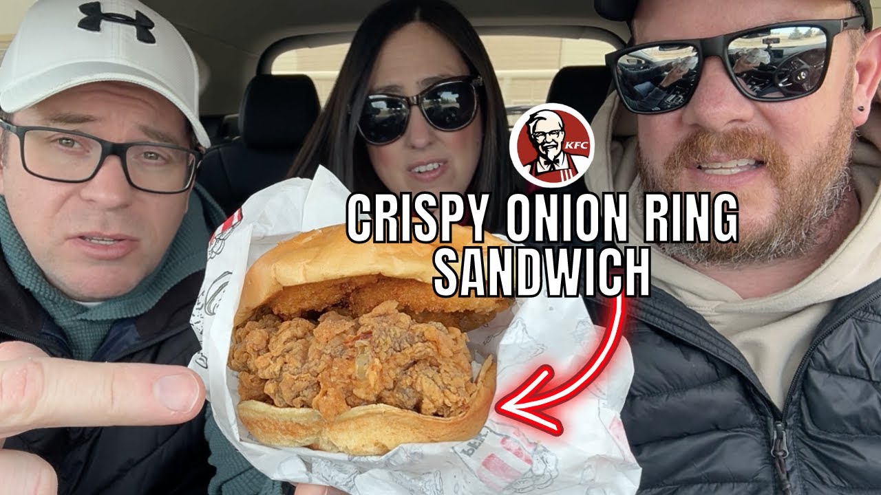 KFC NEW Crispy Onion Ring Sandwich Review - YouTube