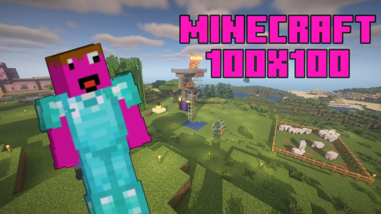 Building a House On Minecraft 100x100 Pit - YouTube
