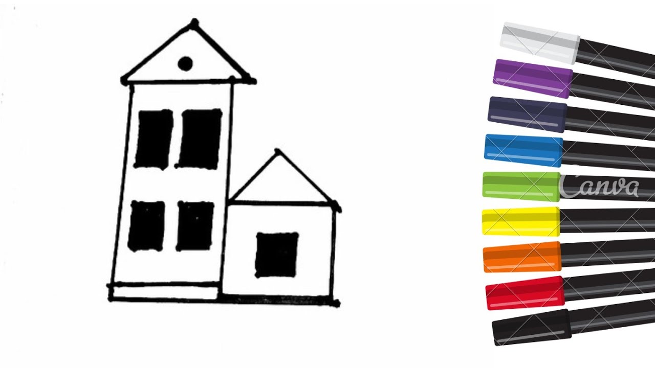 House drawing beginner - easy drawing step by step - YouTube