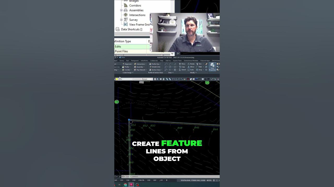Create Feature Lines: Matching Existing Surface Elevations - YouTube