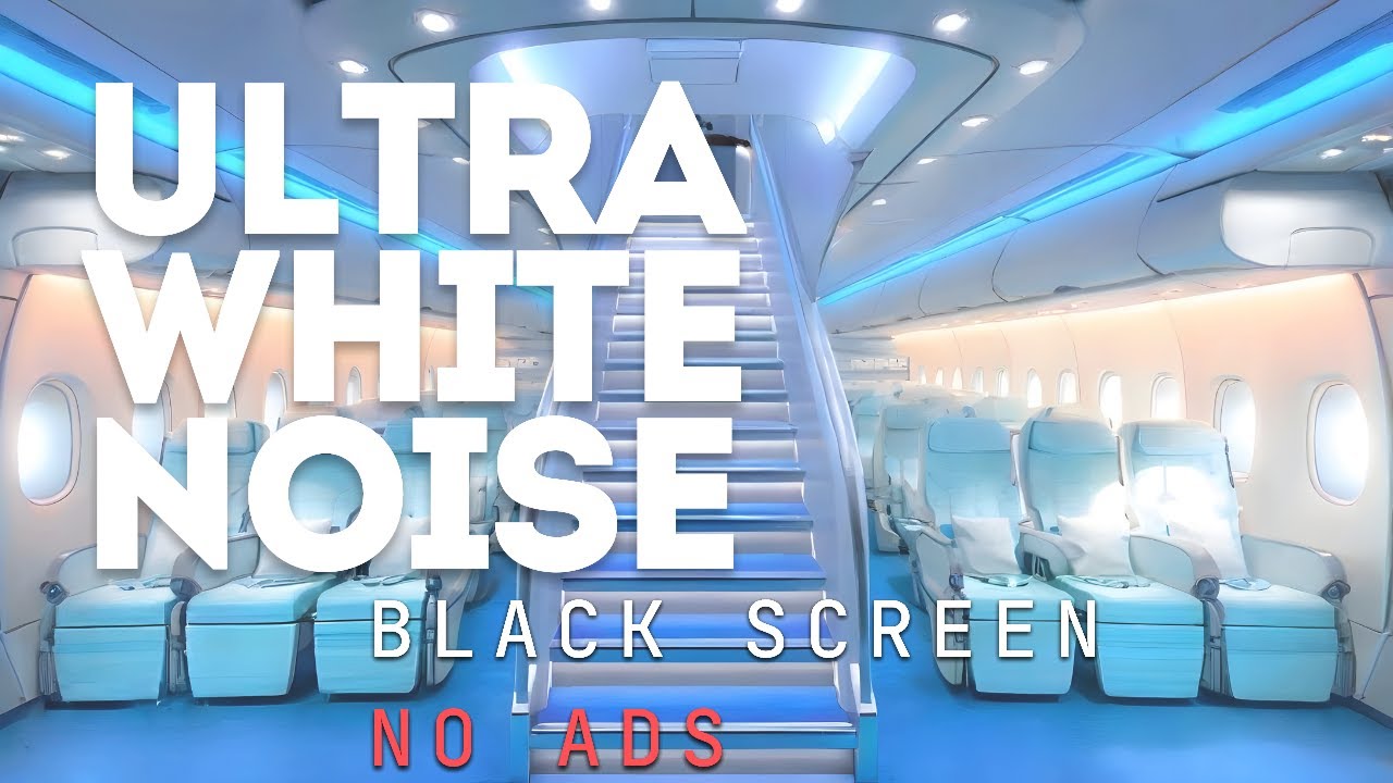 Airplane Noise (no ads) Sleep-Study-Focus, Fly First Class On Airbus A380, BLACK SCREEN, White ...