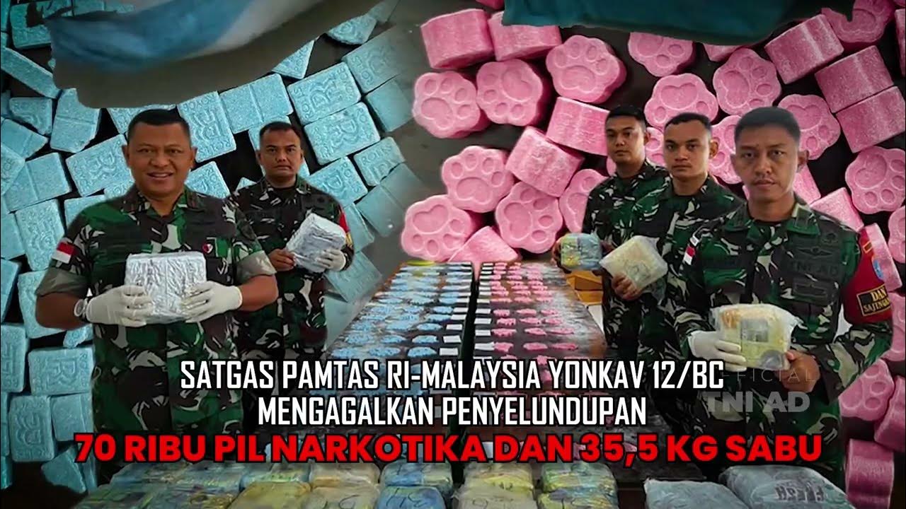 Satgas Yonkav 12 Bc Gagalkan Penyelundupan Dua Karung Narkoba - YouTube