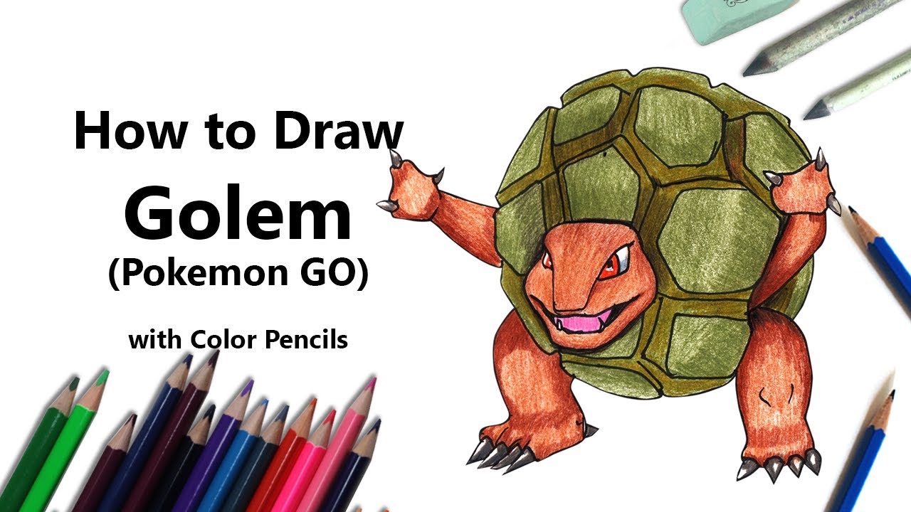 How to Draw a Golem from Pokemon GO with Color Pencils [Time Lapse ...