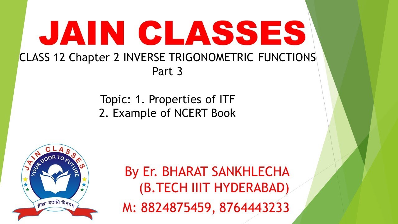 Class 12 Maths Chapter 2 Inverse Trigonometric Functions part 3 Topic ...