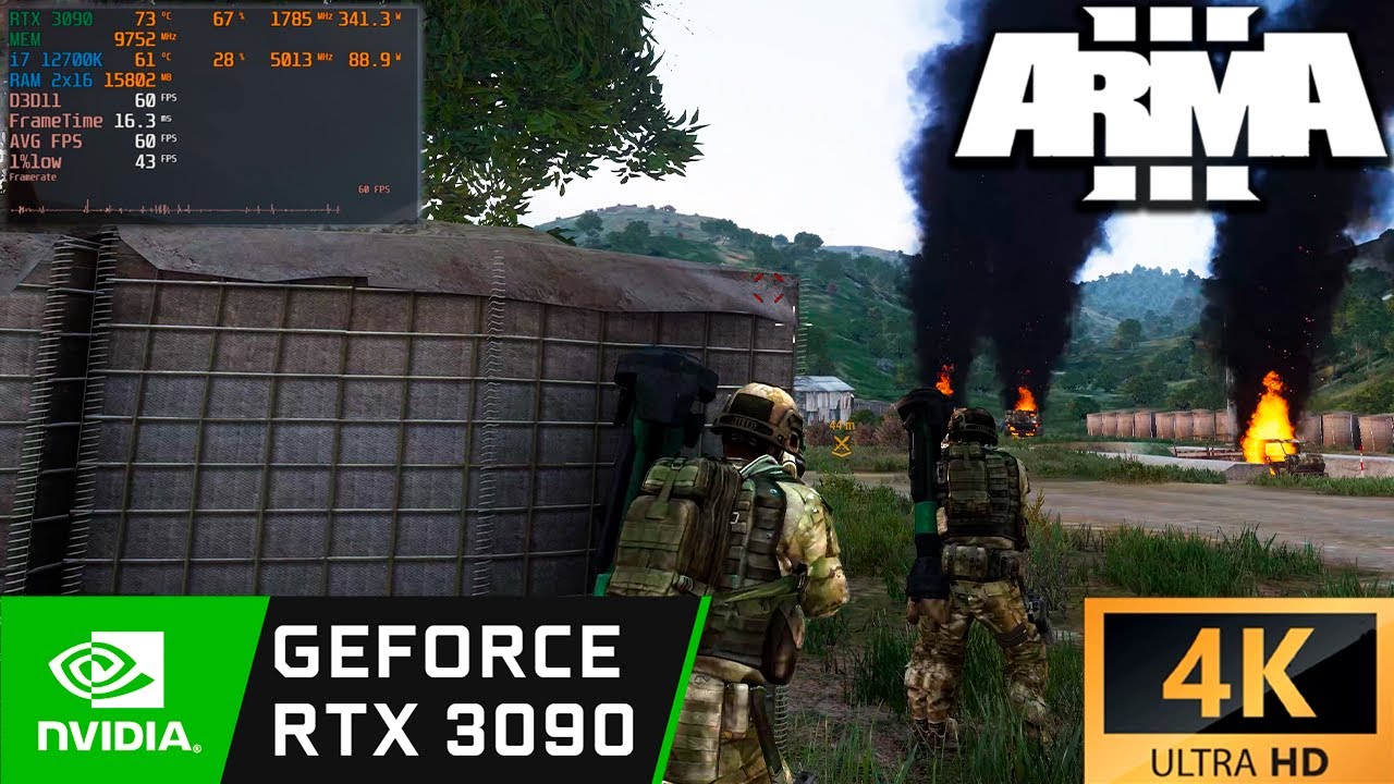 ArmA 3 | RTX 3090 24 GB + i7 12700K 5.0 GHz [4K Ultra Extreme settings ...