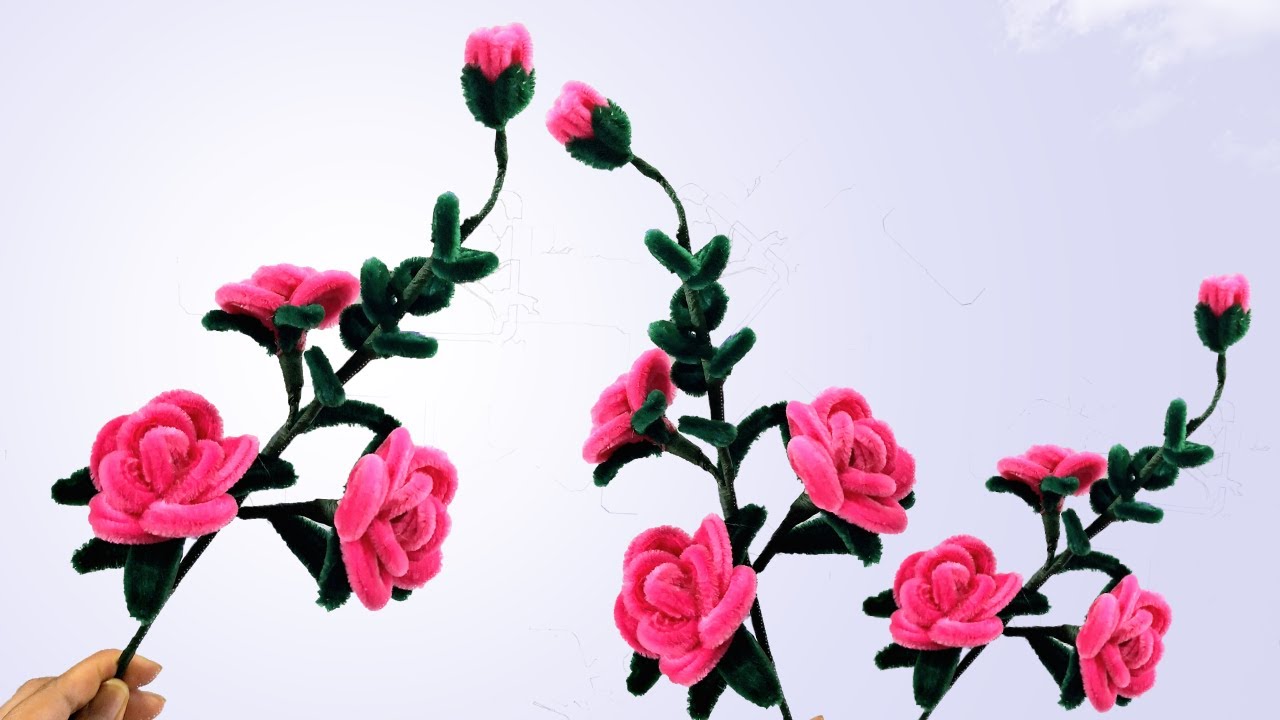 Diy How To Make Pipe Cleaner Roses Rose Flower Making Youtube