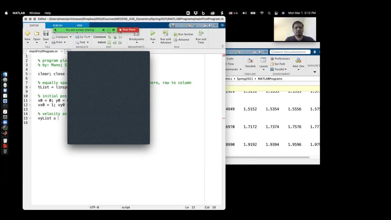 Lecture 19, Mar 1: MATLAB, plotting and basic animation, projectile motion - YouTube