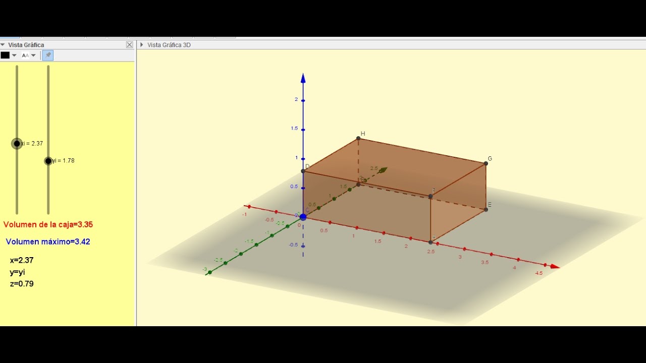 12 - Curso GeoGebra 3D. Parte 2. Volumen máximo de una caja en dos ...