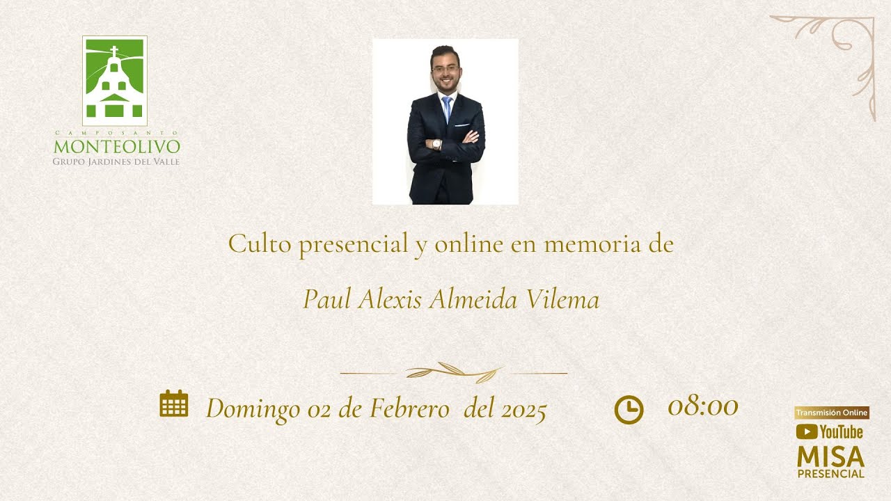 Misa presencial y online en memoria de Paul Alexis Almeida Vilema - YouTube