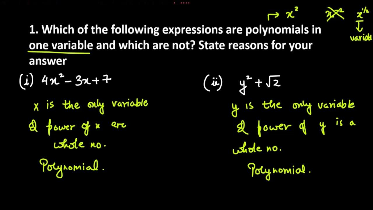 Q1. Which of the following expression are polynomials in one variable ...