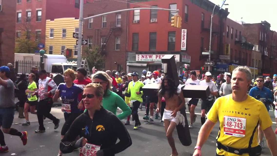Jesus Running The NYC ING Marathon 2013 - YouTube