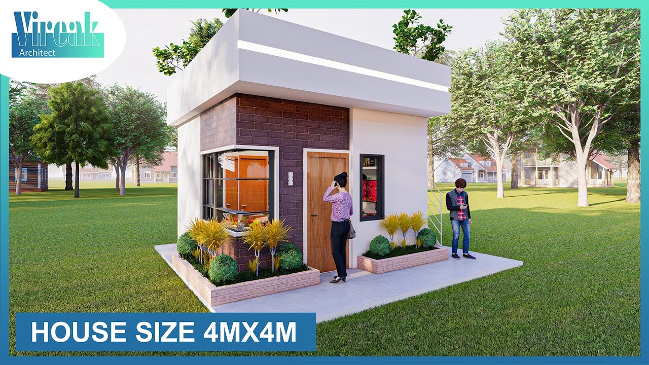 SMALL HOUSE 4MX4M (16msq) DESIGN IDEA/BEDROOM, LIVING ROOM, BATHROOM ...