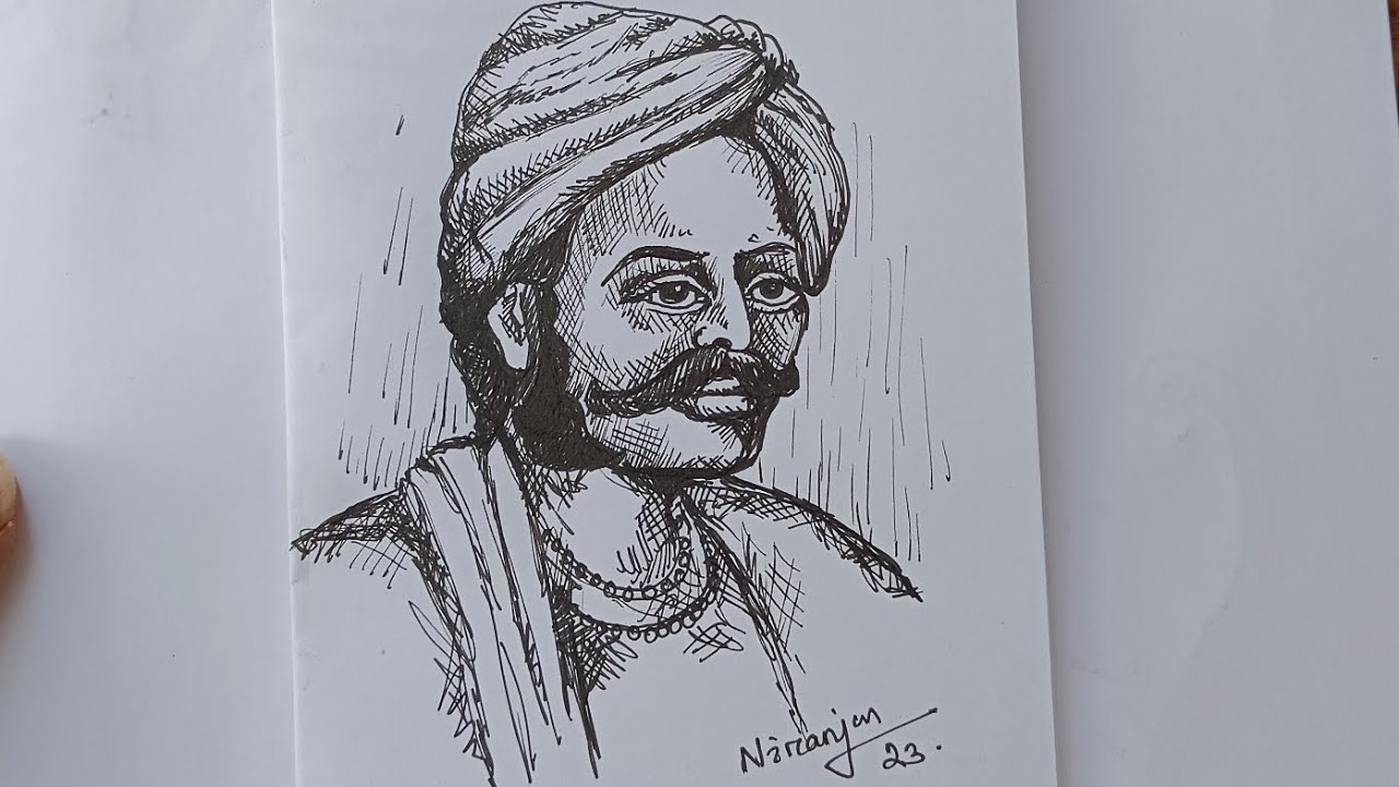 Veer Surendra Sai pen sketch ll full video drawing ll Freedom fighter sketch ll - YouTube