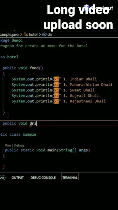 Create Hotel Menu Program in Java|| Part 1 ||#shortvideo #shorts #java#javatutorial - YouTube