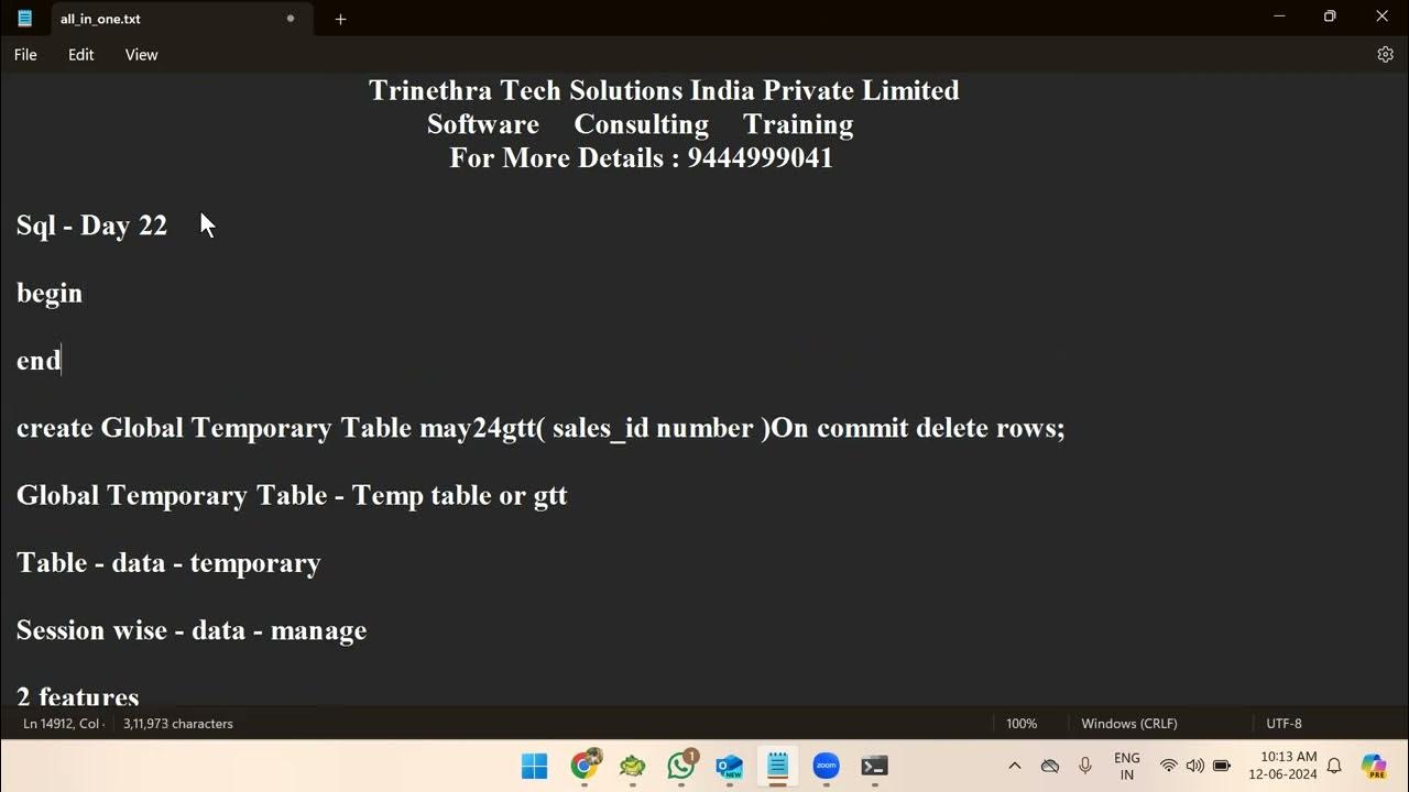 ORACLE SQL தமிழ் - GLOBAL TEMP TABLE - DAY 22 - YouTube