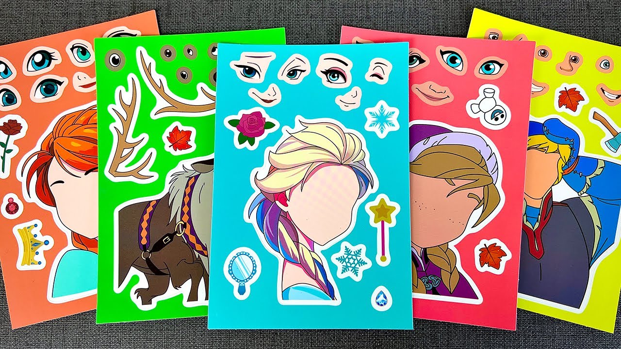 [Paper diy] ️Decorating Elsa Anna Sticker in FROZEN I ️ 겨울왕국 엘사 안나 스티커 ...