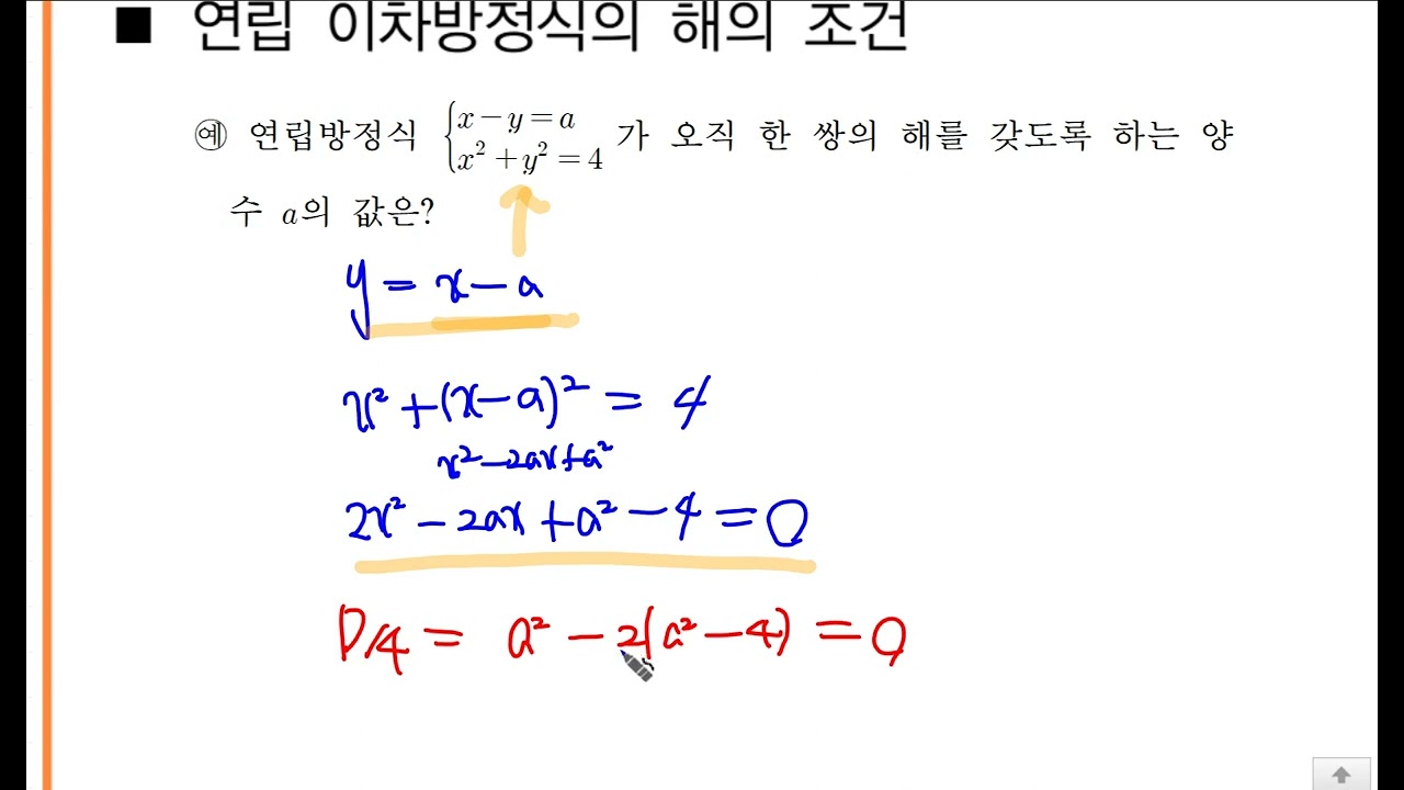 수학상 여러가지 방정식 N15 연립방정식의 해의 조건 개념알기 Youtube