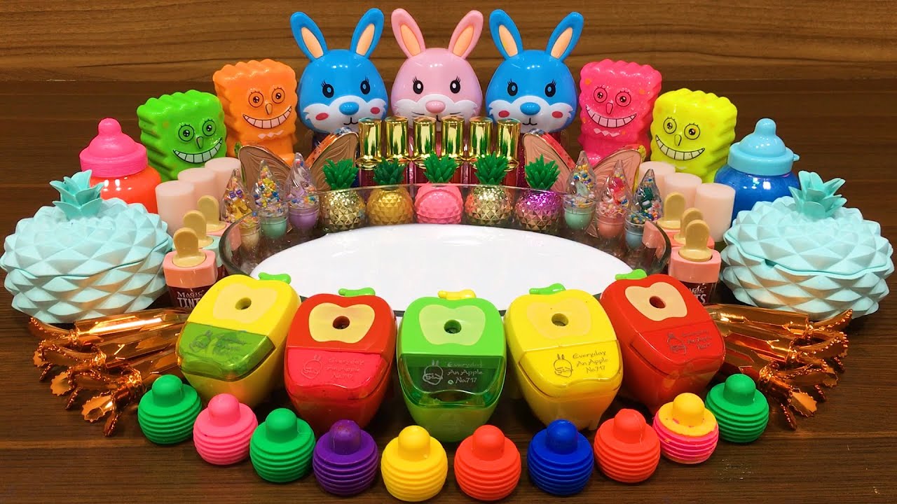 MANY COLORS SLIME!!! Mixing clay and more into GLOSSY slime ...