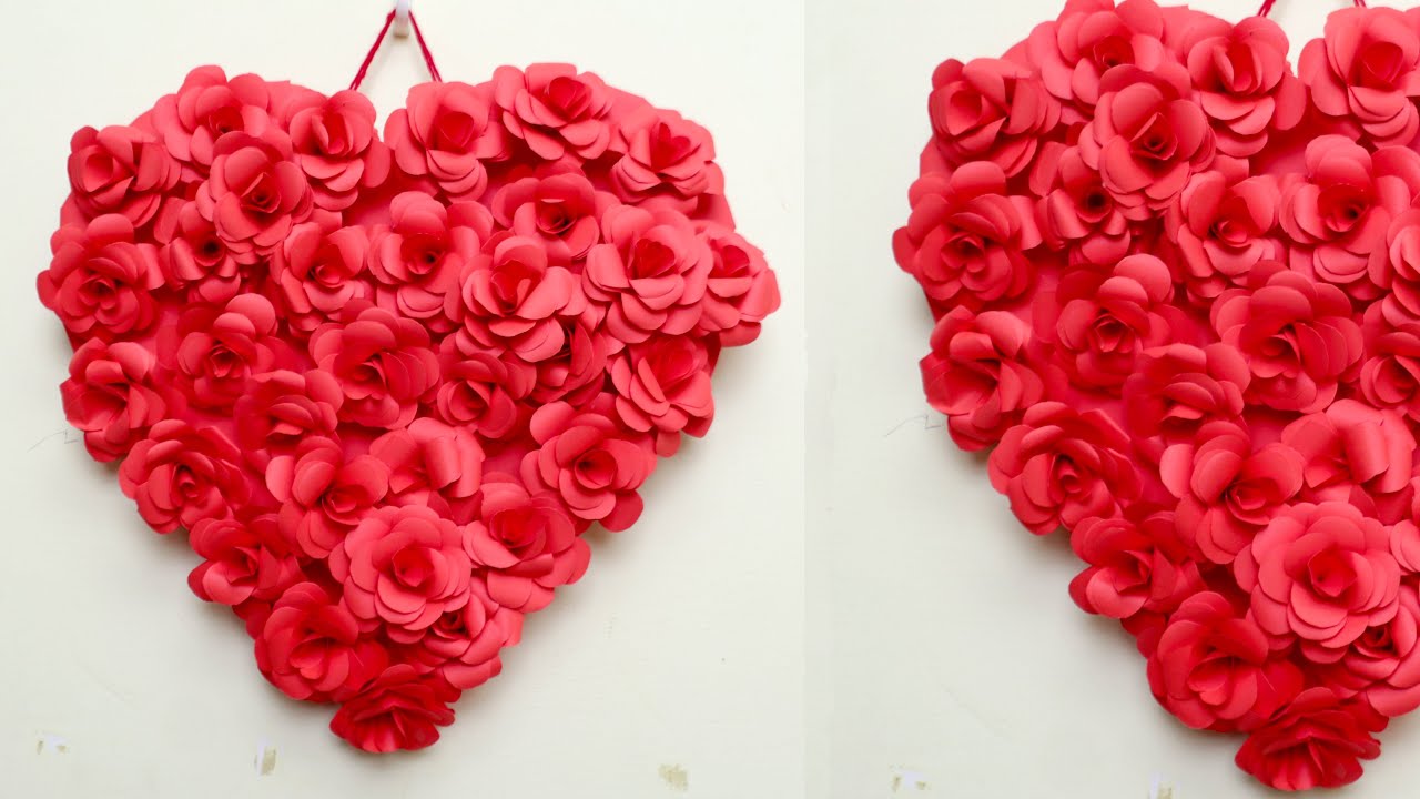WOW !!! Beautiful Heart Wall Hanging || DIY Paper Flower Craft || Home ...