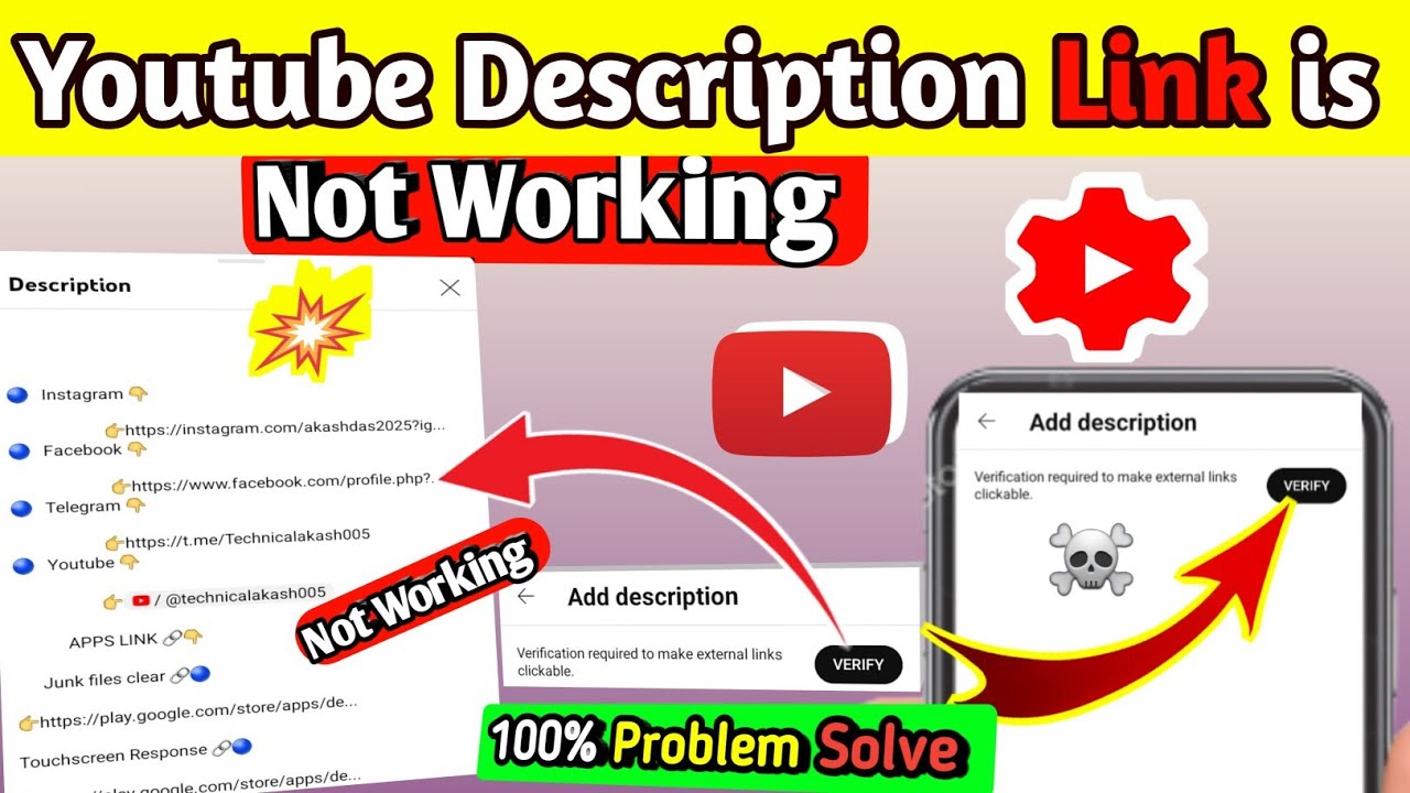 Youtube Description links not working || Verification required to make ...