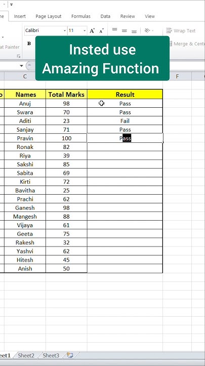 Excel IF function trick💯🔥 Pass/Fail#results #excelformula #exceltips #exceltricks - YouTube