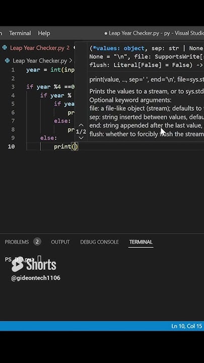 Leap Year Checker In Python Python Program Python Shorts Coding Shorts Youtube