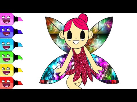 Simli Peri Nasıl Çizilir, Kolay Çizim Boyama! How to Draw a Glitter Fairy, Easy Drawing and Coloring
