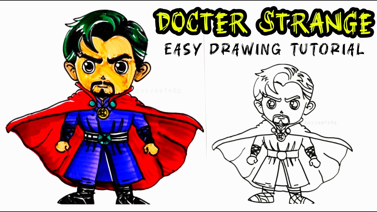 Doctor Strange Easy Drawing Tutorial for Kids | Step by Step Chibi ...