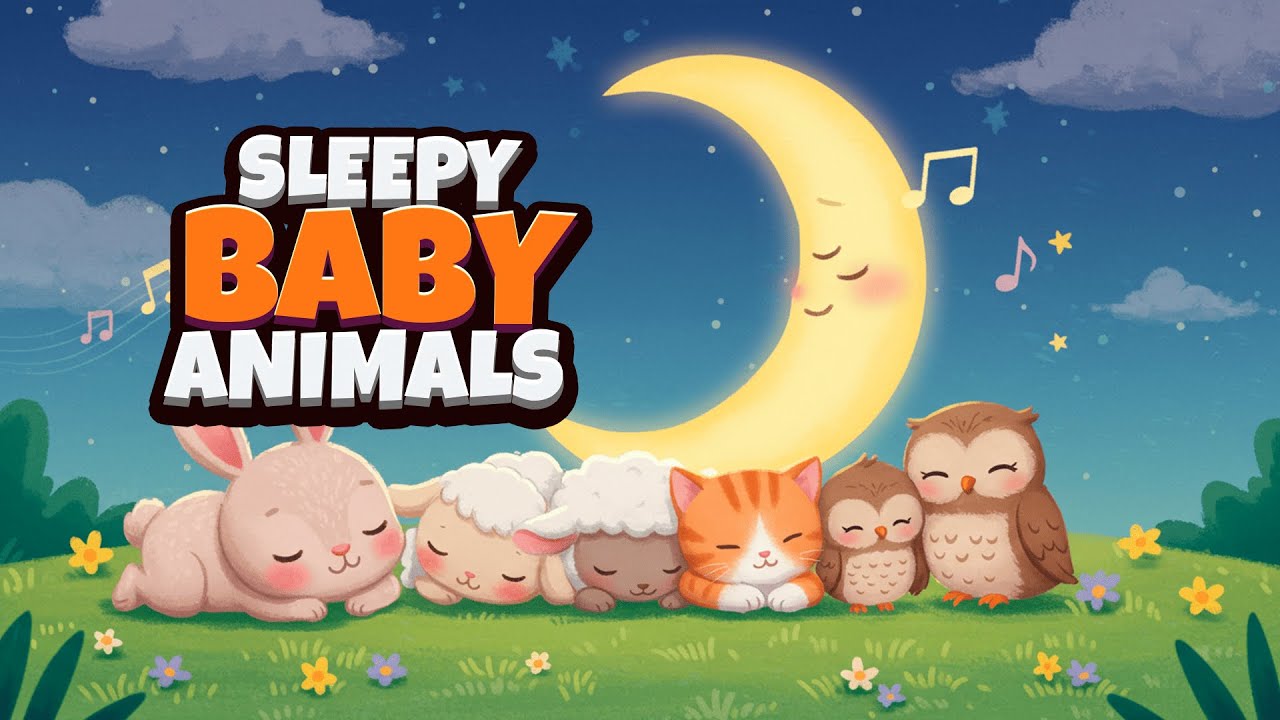 Sleepy Baby Animals 🐰🐱🐑 | Calming Lullaby for Kids & Babies to Fall ...