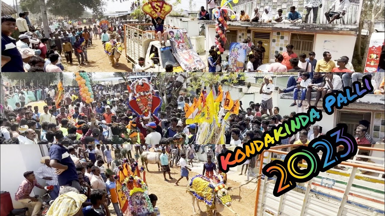 Jallikattu Kondakinda Palli 4K video Mass Bulls Entry 2023 - YouTube