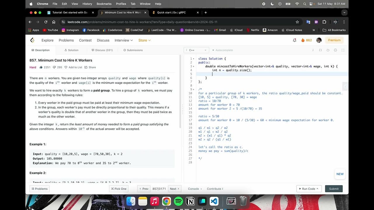 Minimum Cost to Hire K Workers || Leetcode Daily Challenge 11/05/2024 || C++ - YouTube