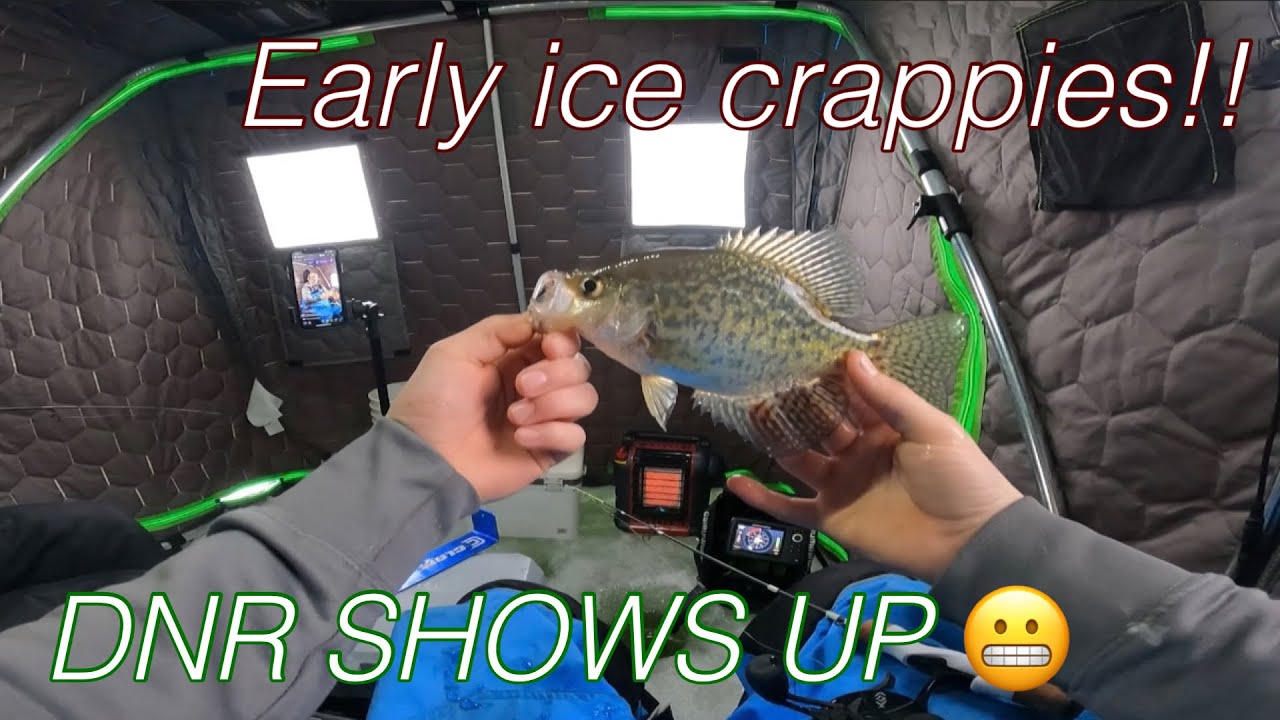 Early Ice Crappie Beat Down!! - Crazy Crappie Bite!! - (DNR SHOWS UP ...