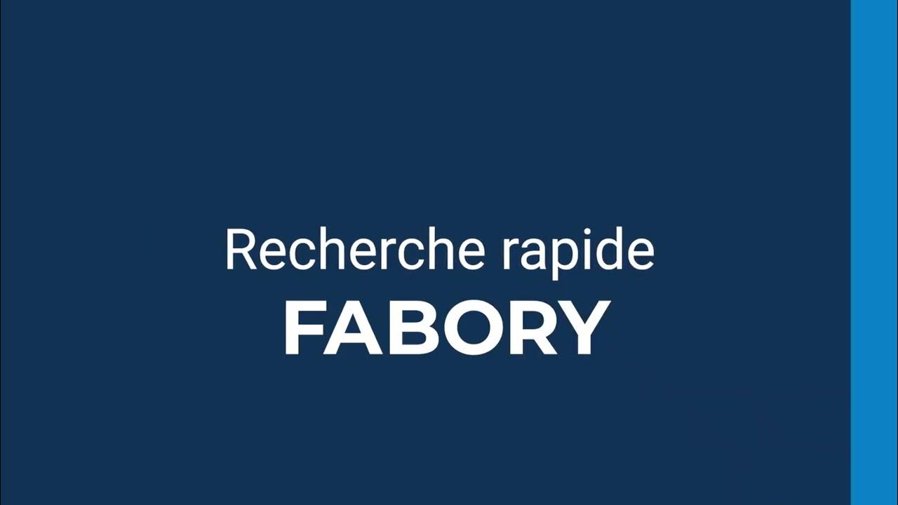 Tuto #6 - Utilisation Webshop FABORY - Recherche rapide - YouTube