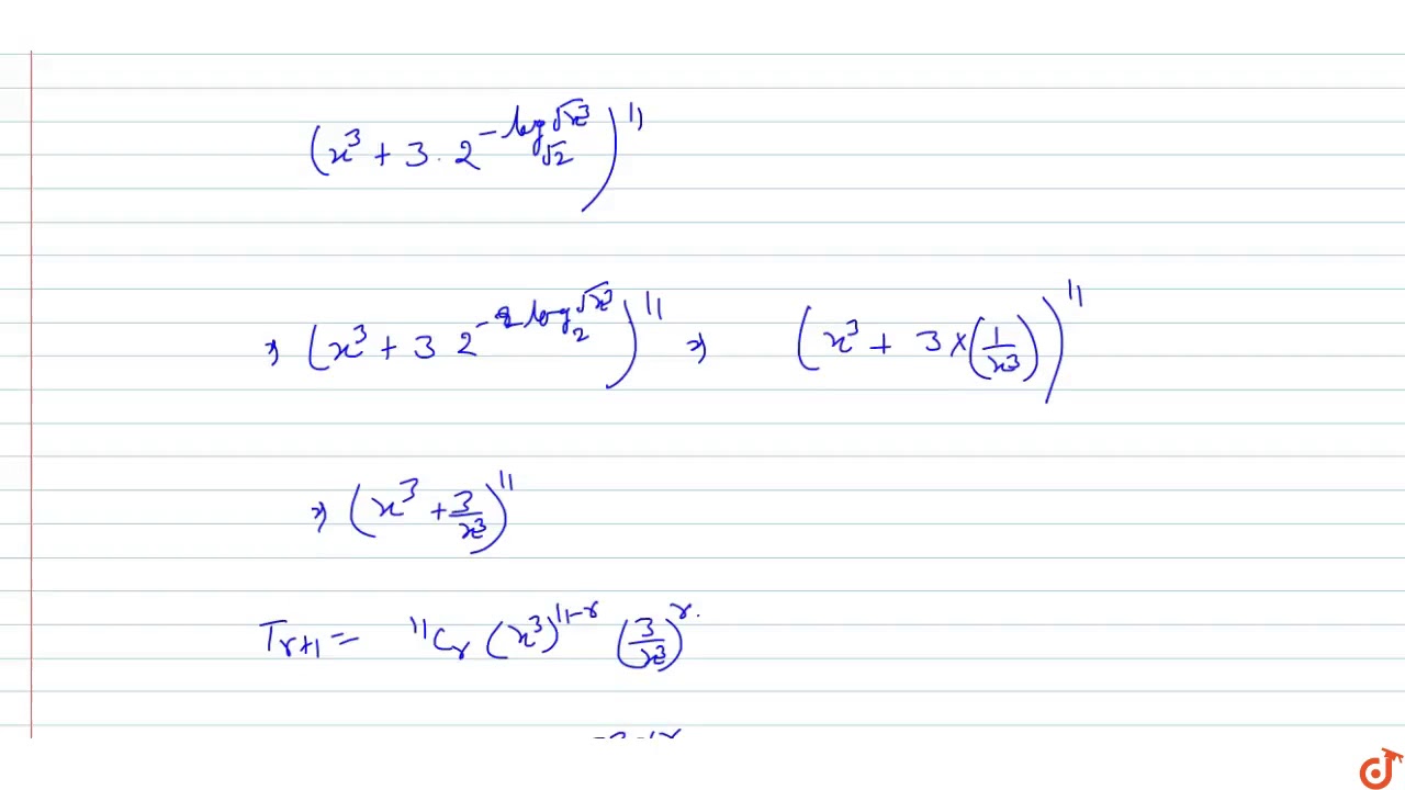 In The Expansion Of x 3 3 2 log sqrt2 Sqrt x 3 11 YouTube