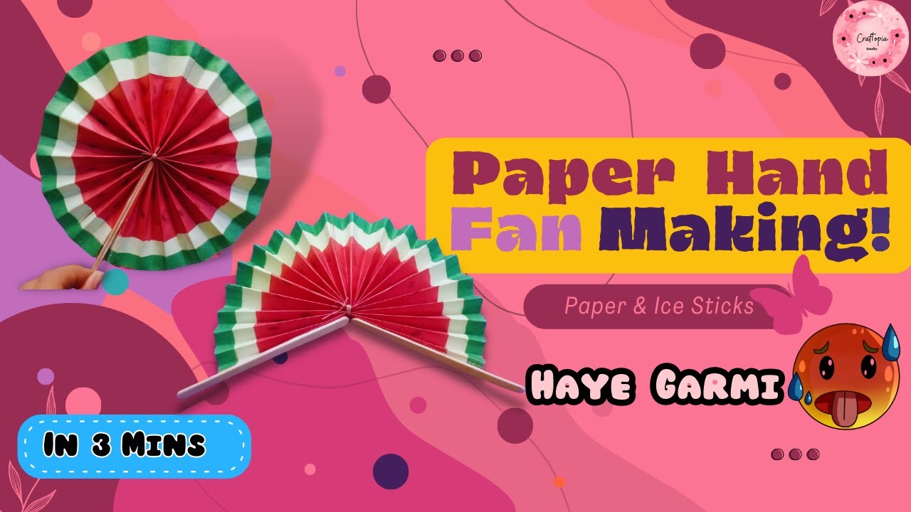 Paper Fan | Paper Hand Fan Making | Paper Hand Fan craft |#paperhandfan ...