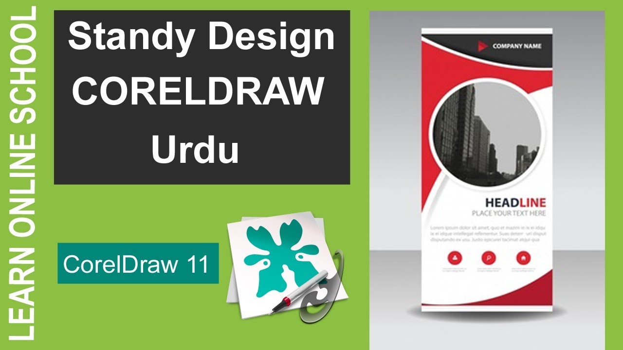 Standy design in Coreldraw Tutorial in Urdu -How to Design Roll up ...