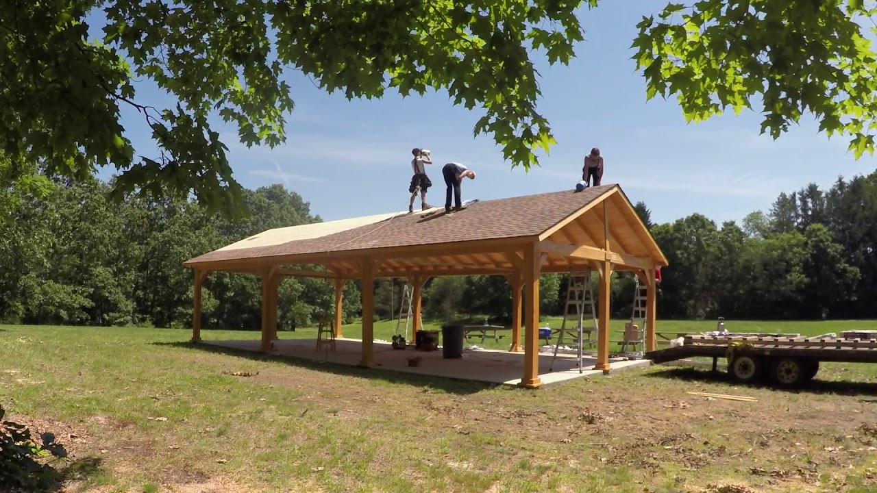 Time lapse: North Stonington wood pavilion raised in five hours - YouTube