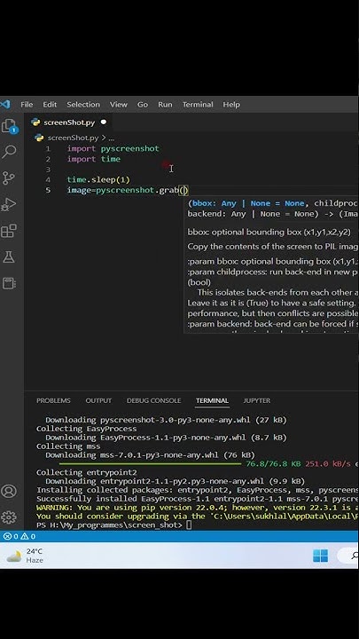 Take screenshot with python || #programming #shorts #python #codeprogramming - YouTube