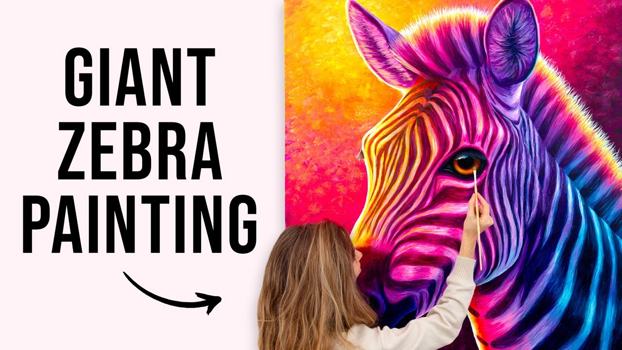 Colourful Zebra Painting Timelapse | How to Paint a Colorful Zebra in ...