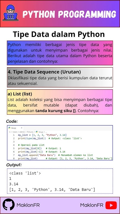 Coding & AI Python Programming - Tipe Data SEQUENCE (Urutan) dalam Python. #coding #ai #python ...