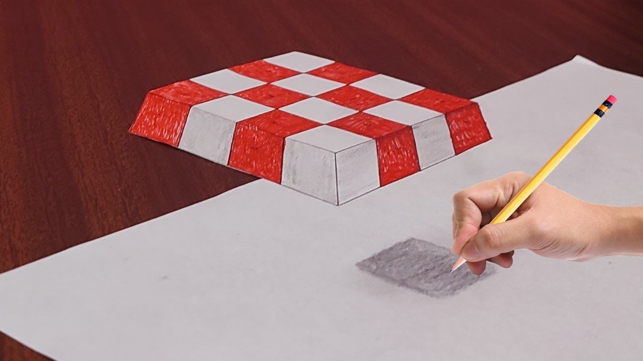 How to Draw Floating Board | Drawing 3D Board on Paper | 3D Board ...