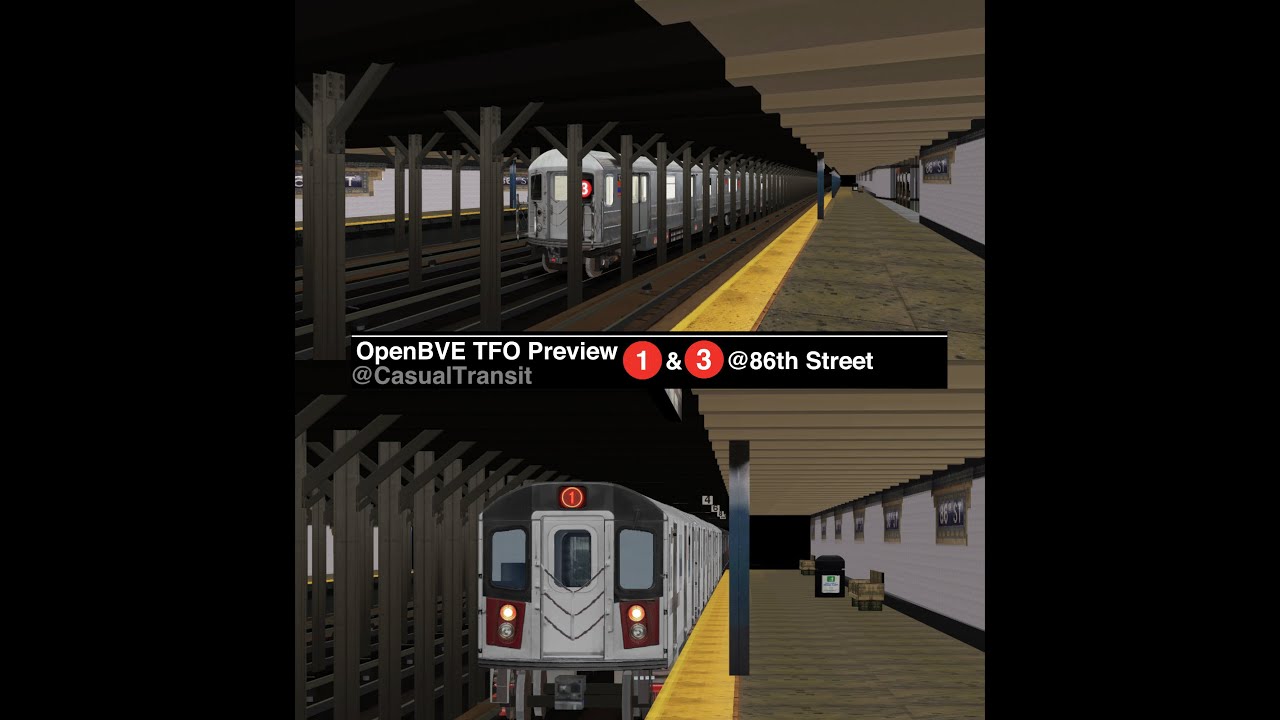 OpenBVE 1 Line TFO Preview - R142 (1) & R62 (3) @ 86th Street - YouTube