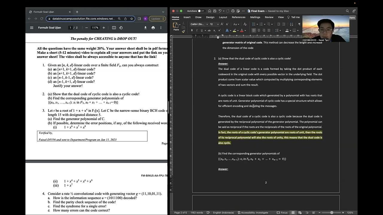 Video Penjelasan Final Exam Coding Theory - YouTube
