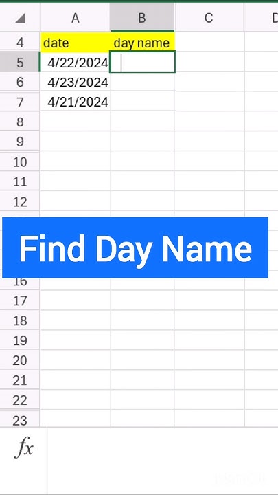 Excel Me Day Name Kese Nikale Find Day Name In Excel Day Shorts Dayname Youtube